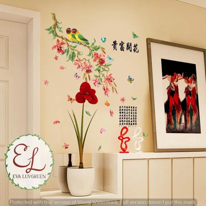 Eva Luvgreen Wallsticker Burung Parrot Ukuran sticker SK9182 – AKIAMORE