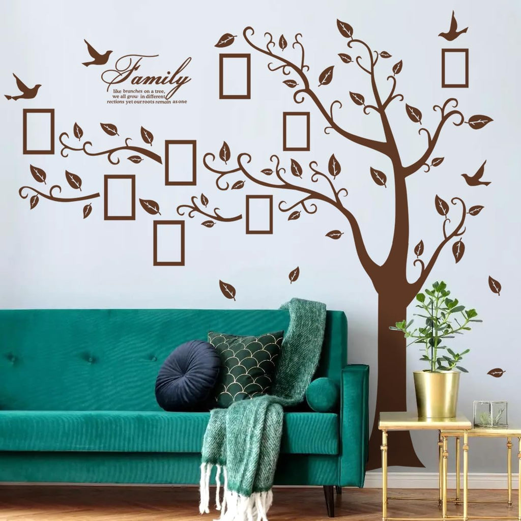 Family Tree Removable Wall Decal With Bird & Photo Frames - Vinyl ...