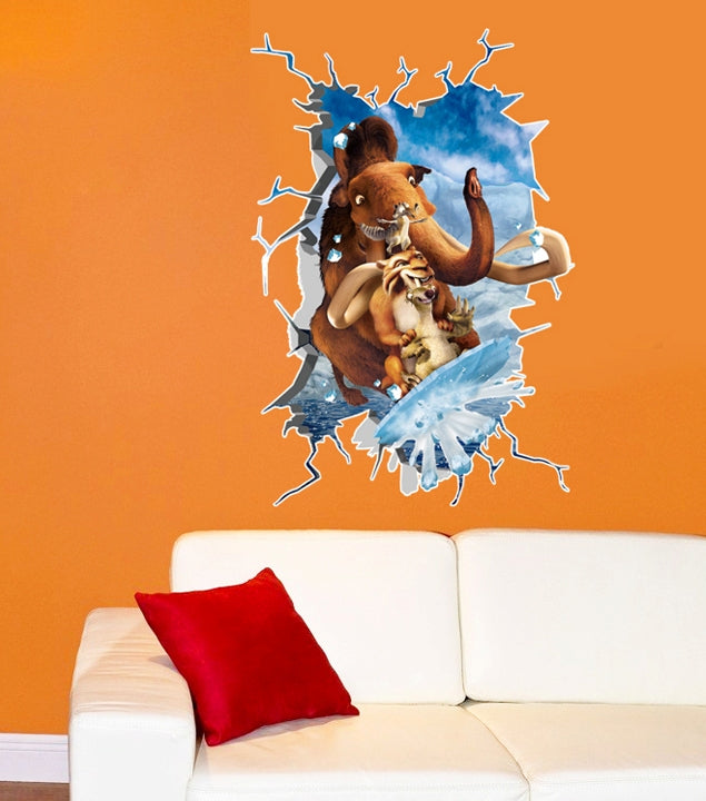 Cartoon Ice Age 3D Wall Decals, Children's Room Nursery Removable Wall ...