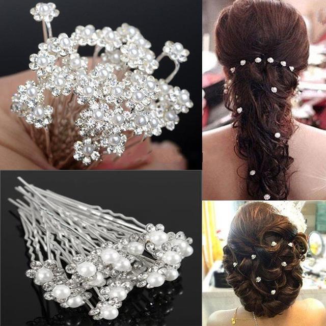 Jora Pin Stones 12 PC Hairpins Wedding Women Hair Accessories Bridal h ...